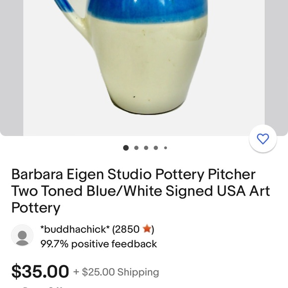 barbara eigen | Kitchen | Eigen Arts Studio Small Pitcher Two Toned Pit Try | Poshmark